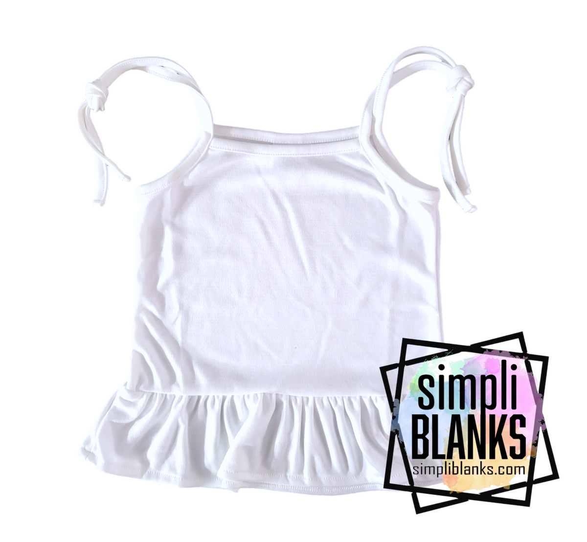 Girls Ruffled Tank Top (White) – Simpli Blanks